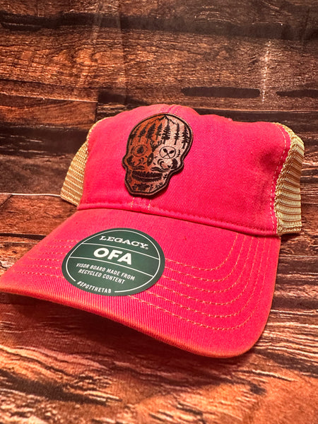 Outdoors Sugar Skull leather patch hat, Adventure Sugar Skull hat ...